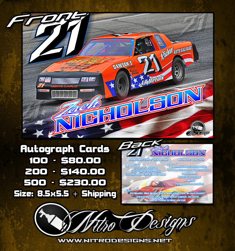 Zach Nicholson Autograph Cards - Nitro Designs